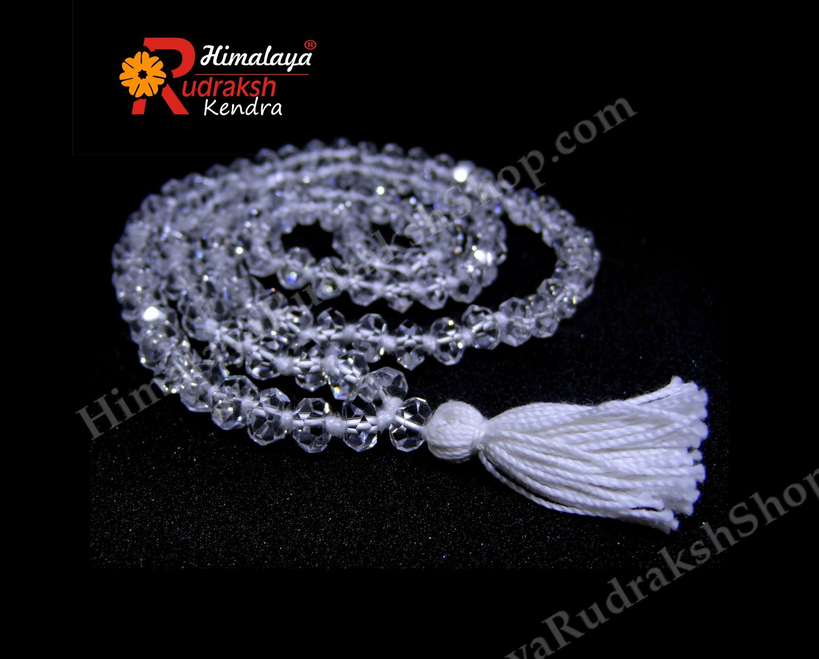 Sphatik ( Quartz ) Diamond Cut Mala 108 +1 Beads Flat Shape - Himalaya ...