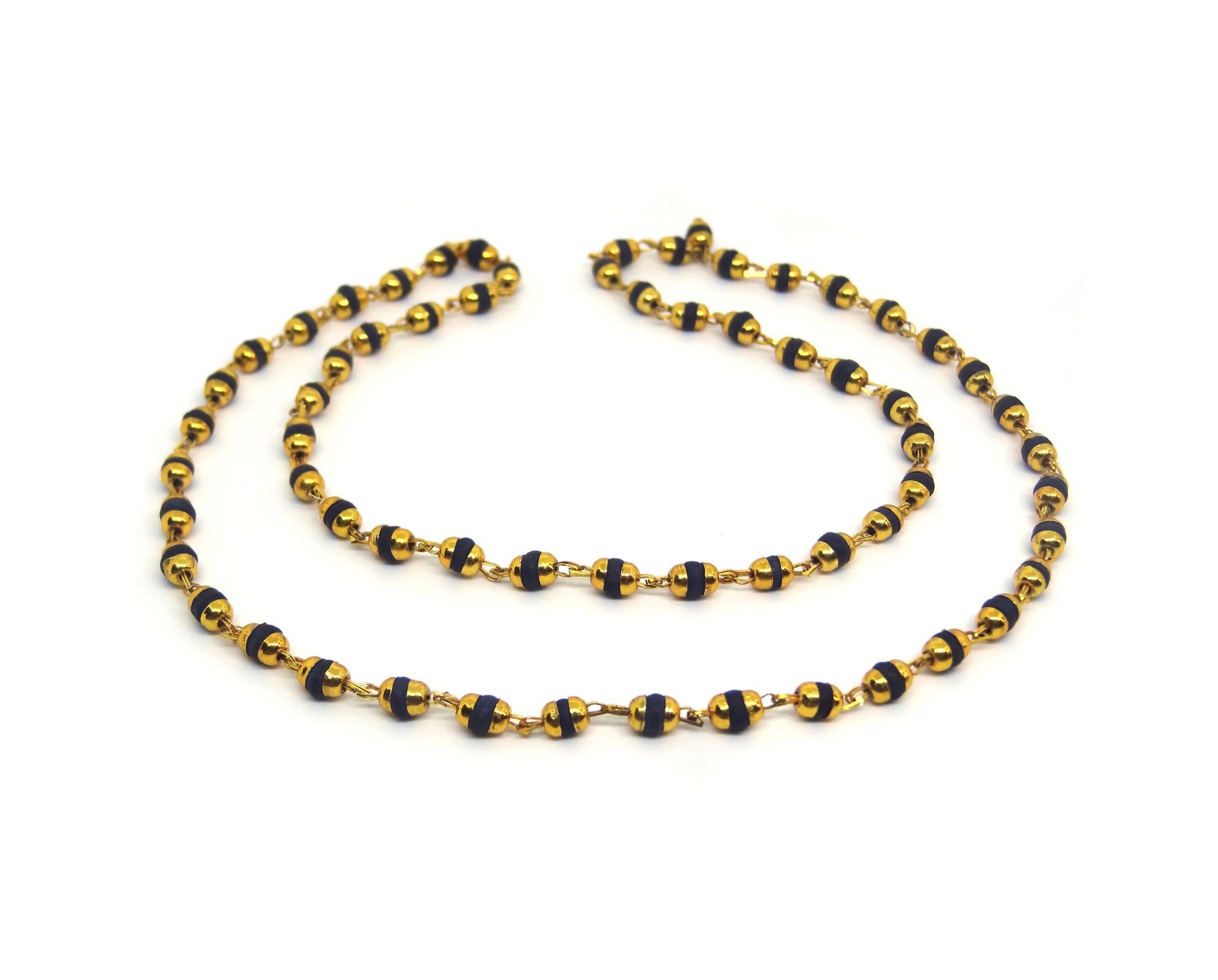 Black Tulsi Mala In Brass Golden Self Design Caps - Himalaya Rudraksha ...
